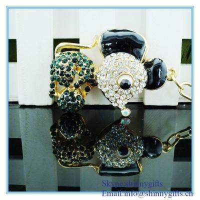 China Handmade mini mouse shape metal key chain with rhinestone for sale
