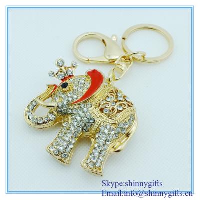 China Handmade enamel elephant shape metal key chain with rhinestone for sale