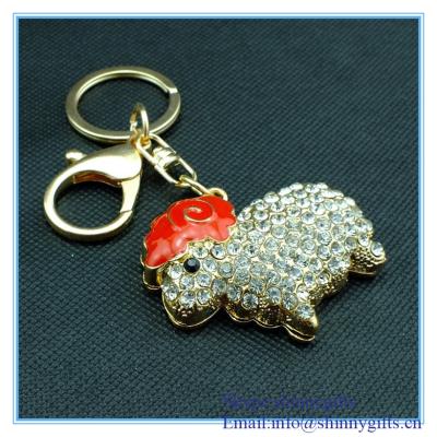 China Rhinestone sheep shape metal key chain for sale