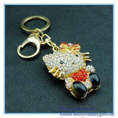 China Lovely hello kitty shape metal key chain with rhinestone for sale
