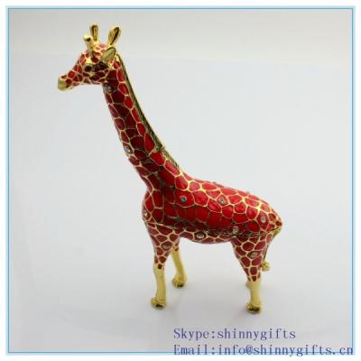 China Handmade enamel with rhinestone giraffe shape jewelry box for sale