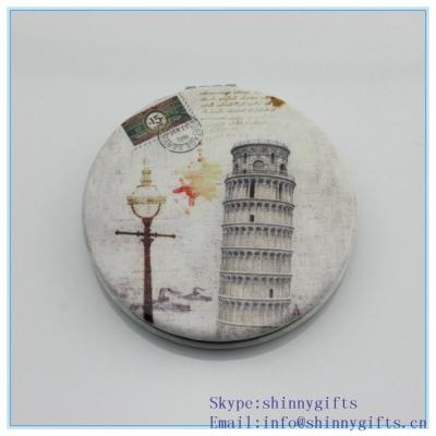 China Wholesale pocket leaning power Pisa tower PU pocket mirrors for sale