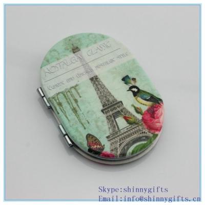 China Popular promotion cheap oval PU pocket mirrors for sale