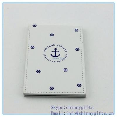 China Simple style Blue wave rectangle PU pocket mirrors for sale