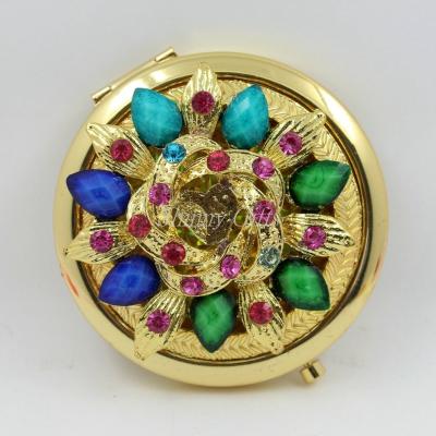 China Shinny Gifts Ladies Favor Wedding Gifts Gold Plating Cosmetic Mirror Portable Mirror for sale