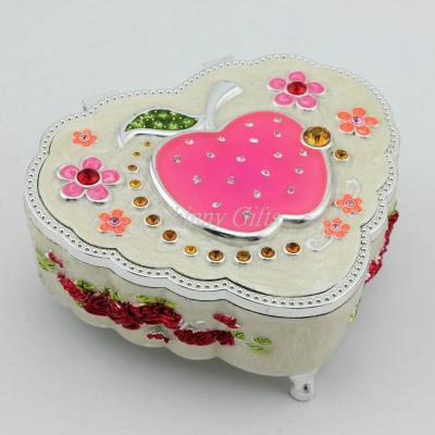China Heart Shape Musical Jewelry Box with Cosmetic Mirror for sale