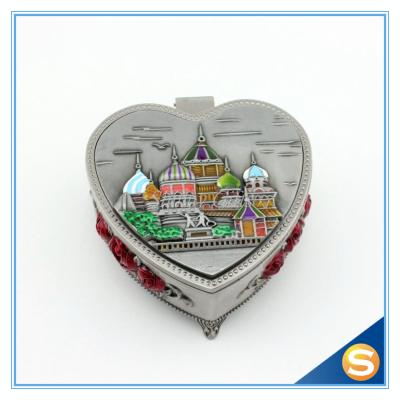 China Castle Desgin Zinc Alloy Metal Jewelry Box with Mirror for sale