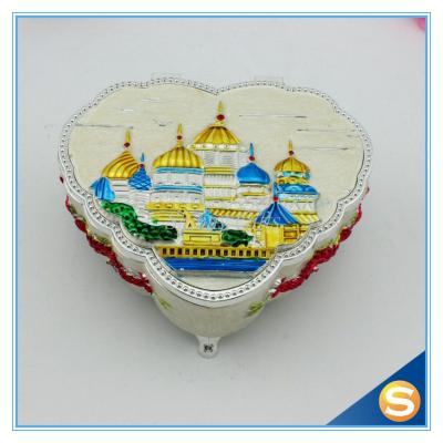 China Castle Desgin Metal Enamel Handmade Music Jewelry Box for Promotion Gifts for sale