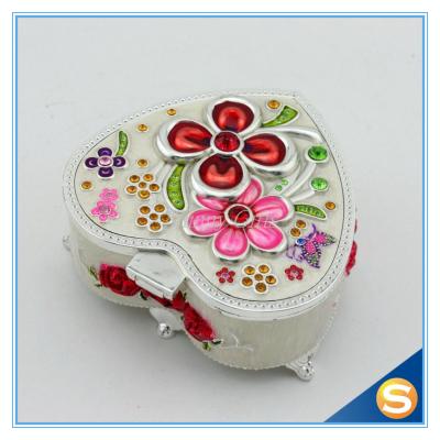 China Hand Oil Printed Metal Storage Box for Jewelry with Beautiful Flowers for sale
