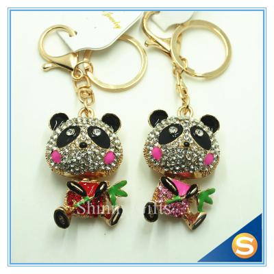 China Customized Printing Cute Panda Shape Metal Crystal Key Chain For Wedding souvenirs for sale