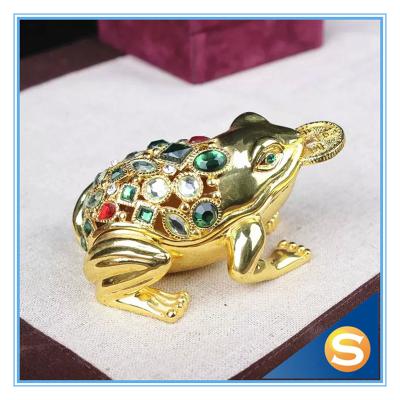 China Custom Fashion Animal Shape Rhinestone Frog Trinket Box For Gift AB108A for sale