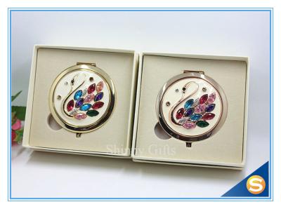 China Shinny Gifts Rhinestone Small Metal Mirror For Craft Crystal Round Shape Pocket Mirror for sale