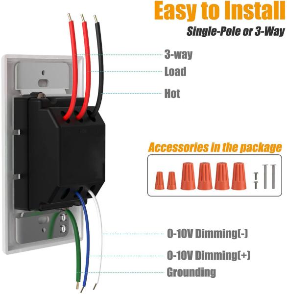 Quality 3 Way Wall Mount Dimmer Switch 0 - 10V LED Panel Light Dimmer Switch Rocker for sale