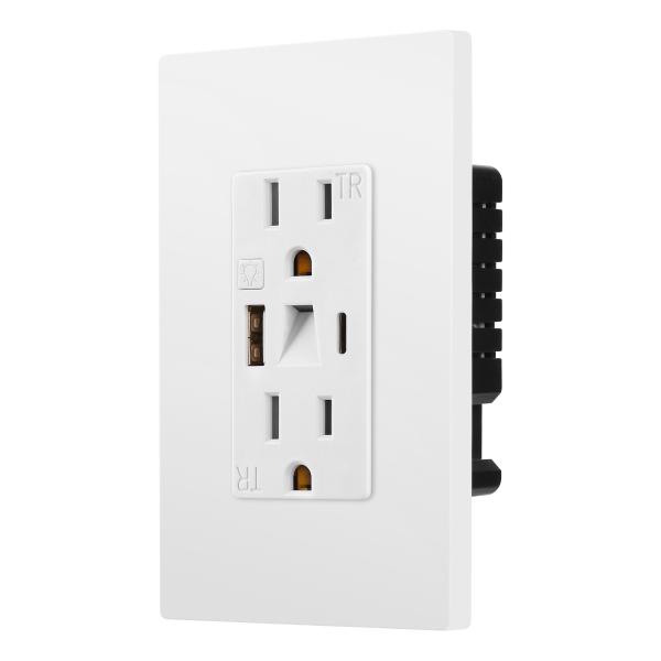 Quality Plastic USB Power Outlets 15A 125V Power Outlet With Night Light for sale