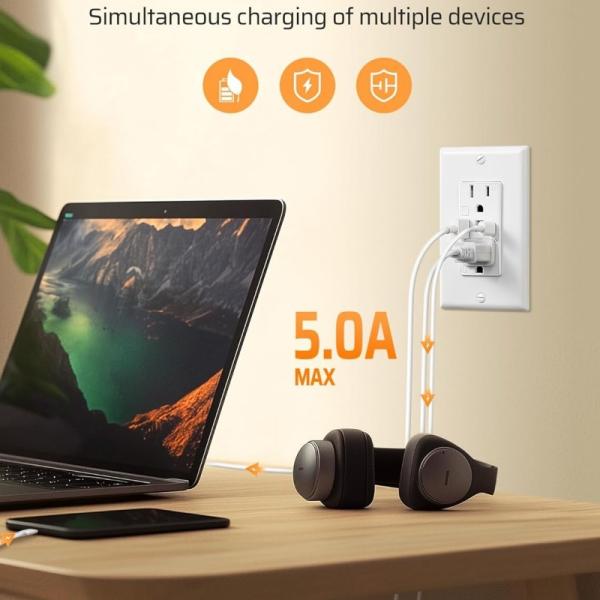 Quality Home 15A Night Light USB Outlet 60Hz Wall USB Sockets With Type C Night Light for sale