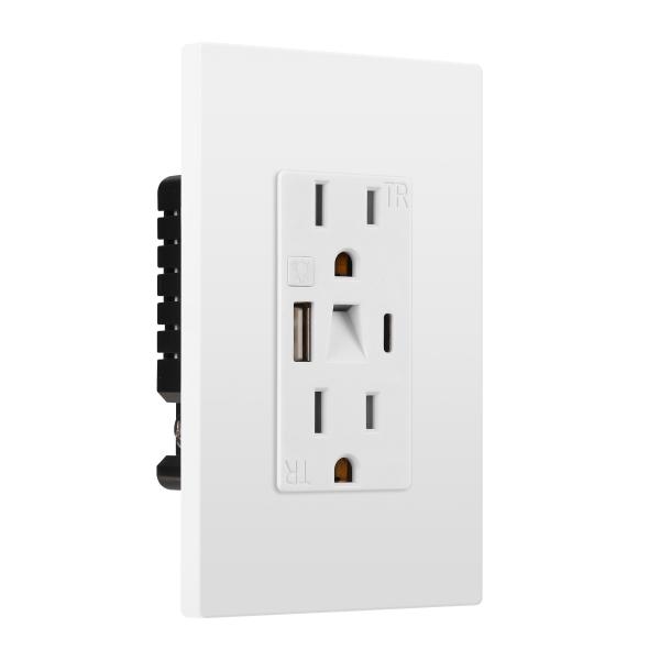 Quality PD20W Night Light USB Outlet Fast Charging USB Type C Outlet With Light for sale