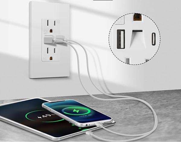 Quality PD20W Night Light USB Outlet Fast Charging USB Type C Outlet With Light for sale