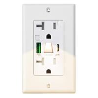 Quality Plastic USB Type C Wall Outlet Warm White Wall Outlet Night Lights 20A 125V for sale