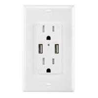 Quality PC ABS Electrical USB Outlets 15A 120V 5V DC USB Receptacle Outlet For Hotel for sale