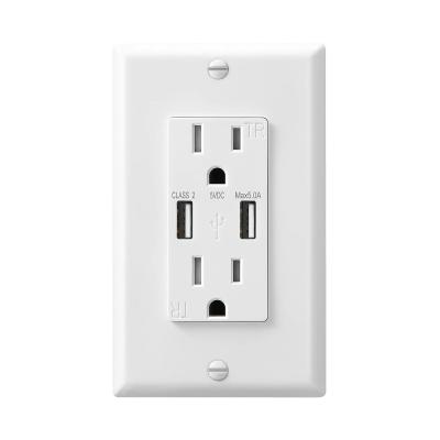 China Tamper Resistant Fast Charging USB Socket Wall Mounted 15A 120V Outlet for sale