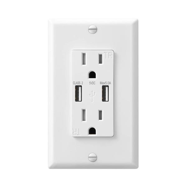 Quality Tamper Resistant Fast Charging USB Socket Wall Mounted 15A 120V Outlet for sale