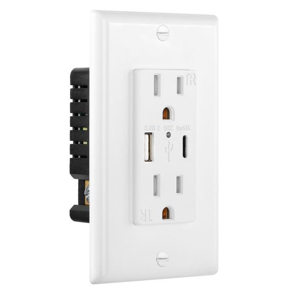 Quality 120V USB Wall Outlet White Tamper Resistant Receptacles USB And Type C for sale