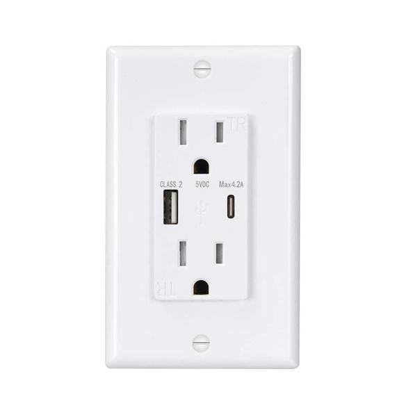 Quality 120V USB Wall Outlet White Tamper Resistant Receptacles USB And Type C for sale