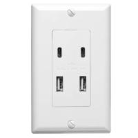 Quality Convenient Charging USB Wall Outlet 2 Type C USB Socket 5V DC for sale