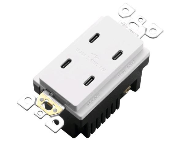 Quality Convenient Charging USB Wall Outlet 2 Type C USB Socket 5V DC for sale