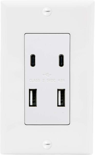 Quality Convenient Charging USB Wall Outlet 2 Type C USB Socket 5V DC for sale