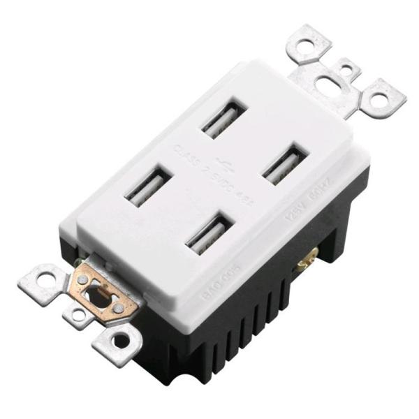 Quality Wall Mounted 4 Port USB Outlet 125V AC 60Hz USB Wall Mounted Socket for sale