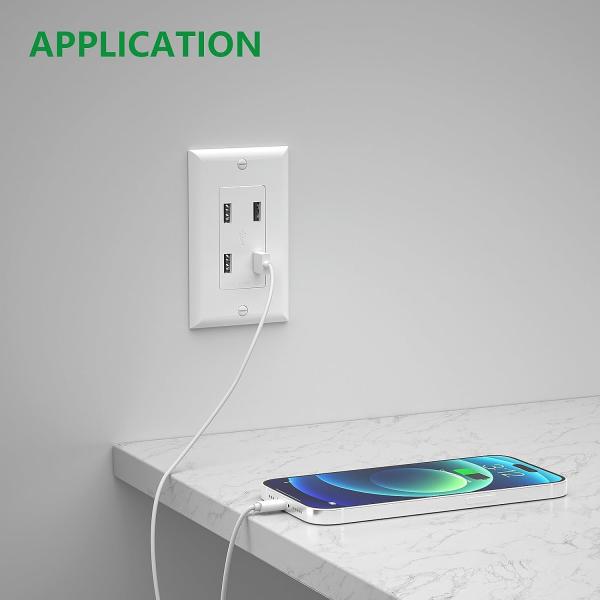 Quality Wall Mounted 4 Port USB Outlet 125V AC 60Hz USB Wall Mounted Socket for sale