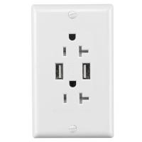 Quality PC ABS Material USB Wall Outlet Tamper Resistant Dual USB Wall Socket for sale