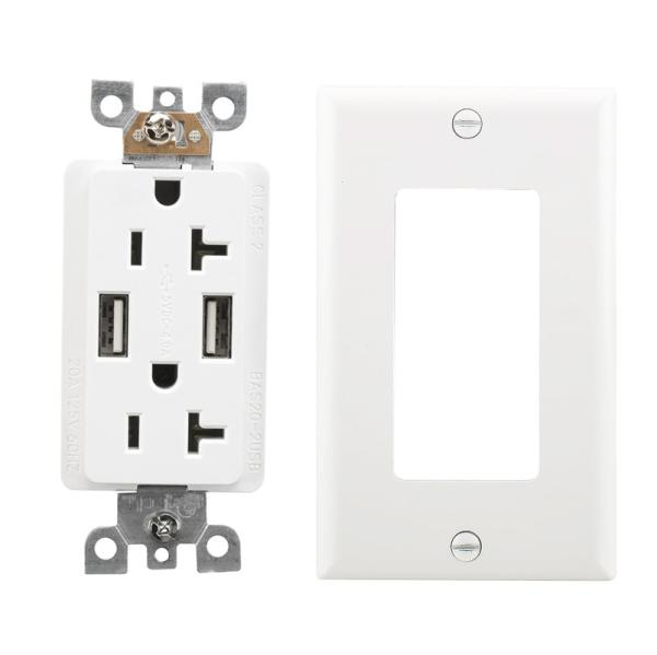 Quality PC ABS Material USB Wall Outlet Tamper Resistant Dual USB Wall Socket for sale