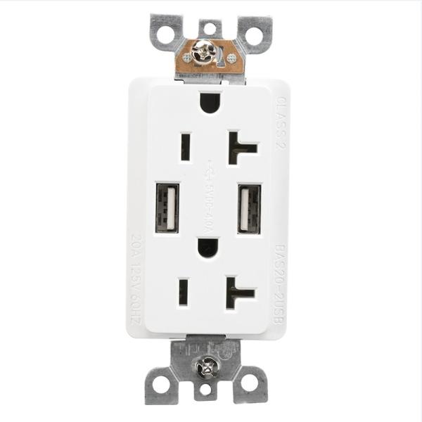 Quality PC ABS Material USB Wall Outlet Tamper Resistant Dual USB Wall Socket for sale