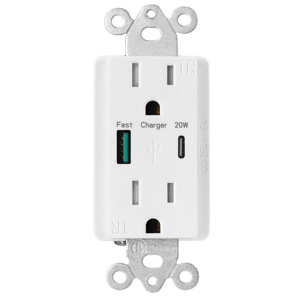 Quality QC3.0 PD3.0 Fast Charing USB Wall Outlet AC125V 60Hz USB C PD Socket for sale