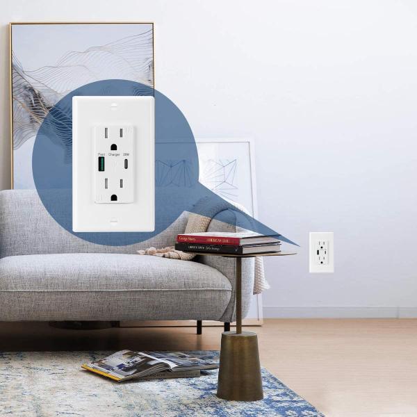 Quality QC3.0 PD3.0 Fast Charing USB Wall Outlet AC125V 60Hz USB C PD Socket for sale