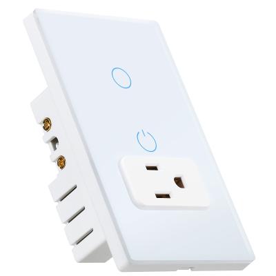 China IOS / Android Compatibility Wifi Wall Socket 15A Smart Wall Outlets With 1 Gang Wifi Switch for sale