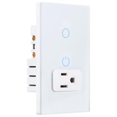 China IOS / Android Compatibility Wifi Wall Socket 15A Smart Wall Outlets With 1 Gang Wifi Switch for sale
