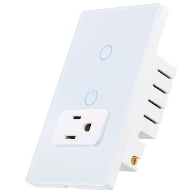China IOS / Android Compatibility Wifi Wall Socket 15A Smart Wall Outlets With 1 Gang Wifi Switch for sale