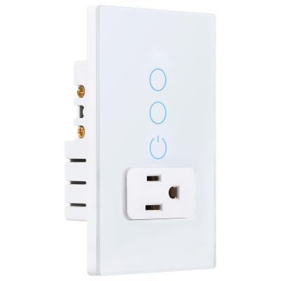China Glass Touch Wifi Smart Socket Switch 2.4GHz 2 Gang WiFi Socket For Smart Home Control for sale