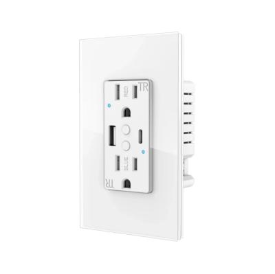 China White Tuya Smart Socket 100V - 240V Wifi Wall Sockets With USB Type C for sale