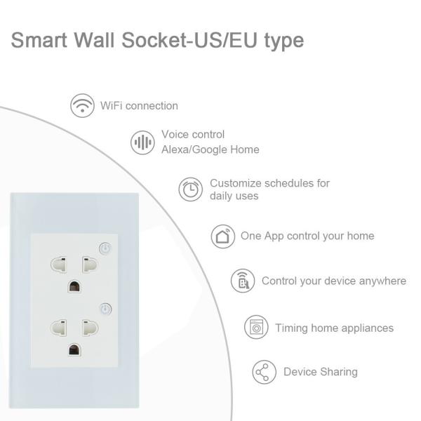 Quality Voice Controlled Wifi Wall Outlets Customized Tuya Smart Outlet For Easy Home for sale