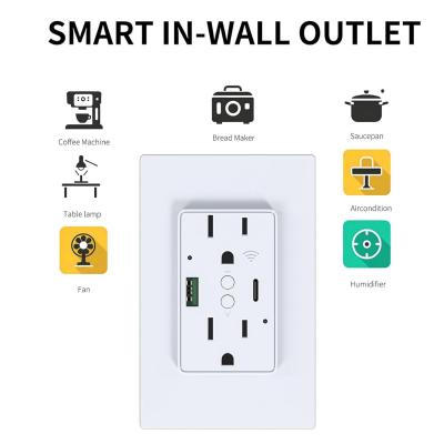 China 15A 125V Smart Socket Customized Wifi Controlled Power Outlet With PD20W Fast Charging for sale