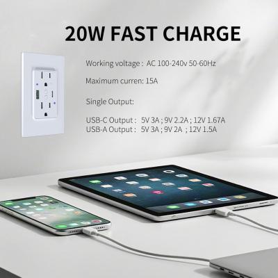 China 15A 125V Smart Socket Customized Wifi Controlled Power Outlet With PD20W Fast Charging for sale