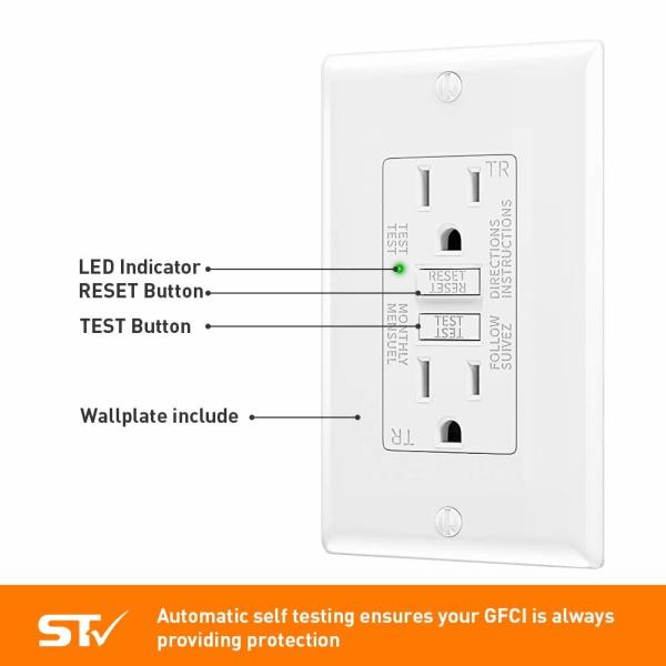 Quality Weather Resistant GFCI Wall Outlets 125V 60Hz Self Ground Outlet For Electrical for sale