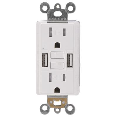China Tamper Resistant Ground Fault Circuit Interrupter 120V Ground Fault Receptacle With USB Power Outlet for sale