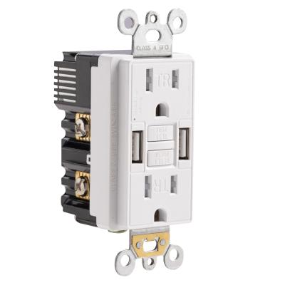 China Tamper Resistant Ground Fault Circuit Interrupter 120V Ground Fault Receptacle With USB Power Outlet for sale
