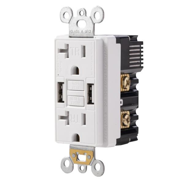 Quality 120V 60Hz GFCI Electrical Outlet 20A GFCI USB Receptacles With 5V 2.4A USB for sale