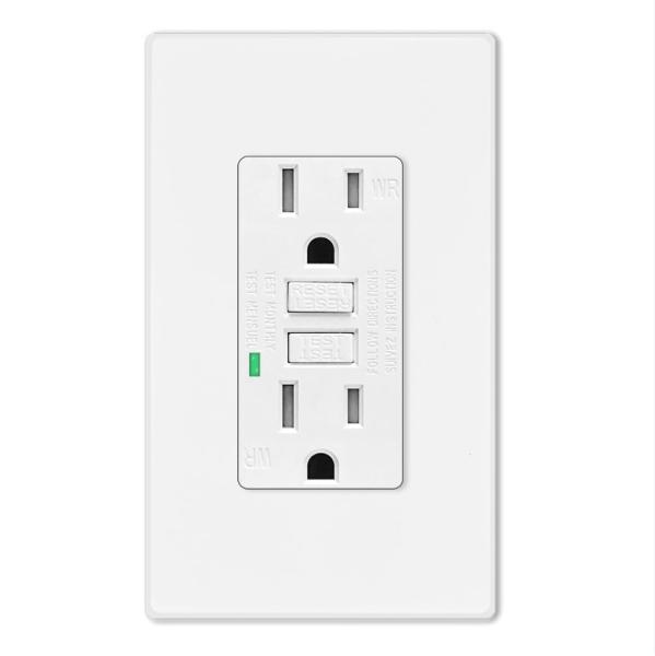Quality 15A 125V 60Hz GFCI Power Outlet Self Grounding Wall Safe Socket for sale